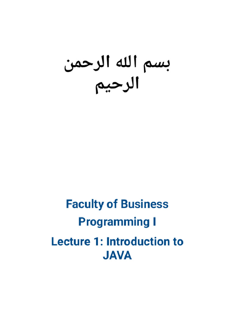 Lecture 1-Java | PDF