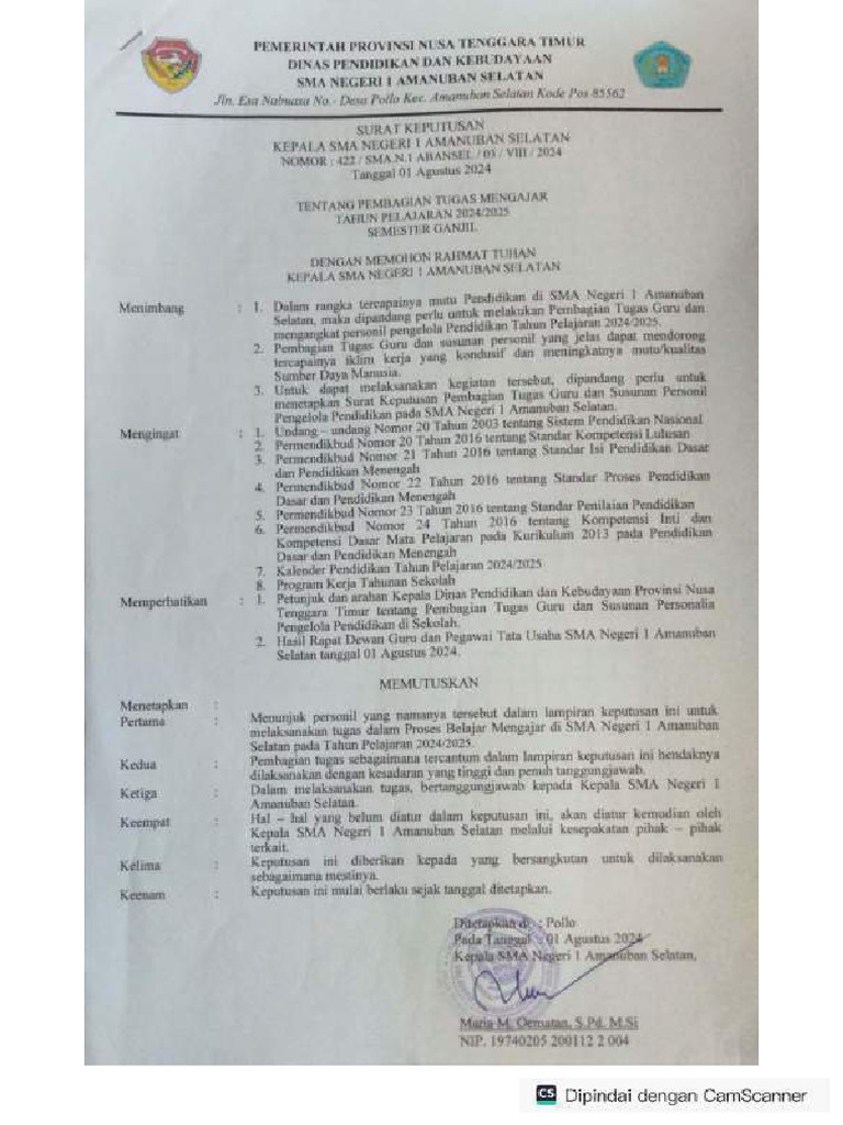 SK Pembagian Tugas 2425 - Compressed | PDF