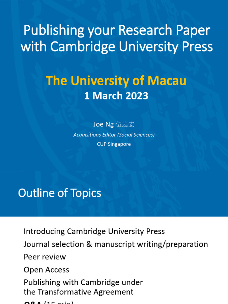 Publishing Research with Cambridge Press | PDF | Open Access | Publishing