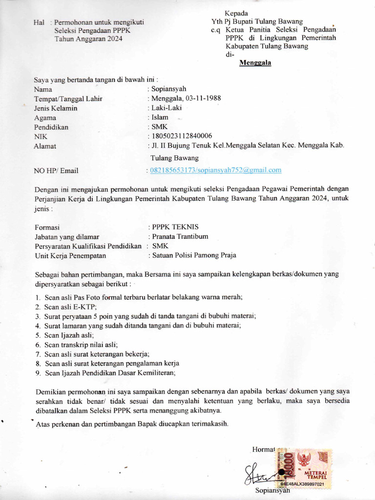 Lamaran Sofyan | PDF