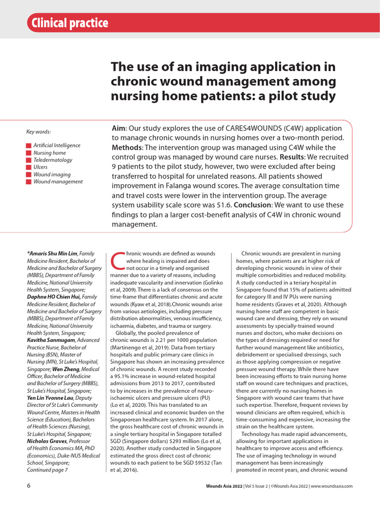 The use of an imaging application in chronic wound management among the nursing home patients ...