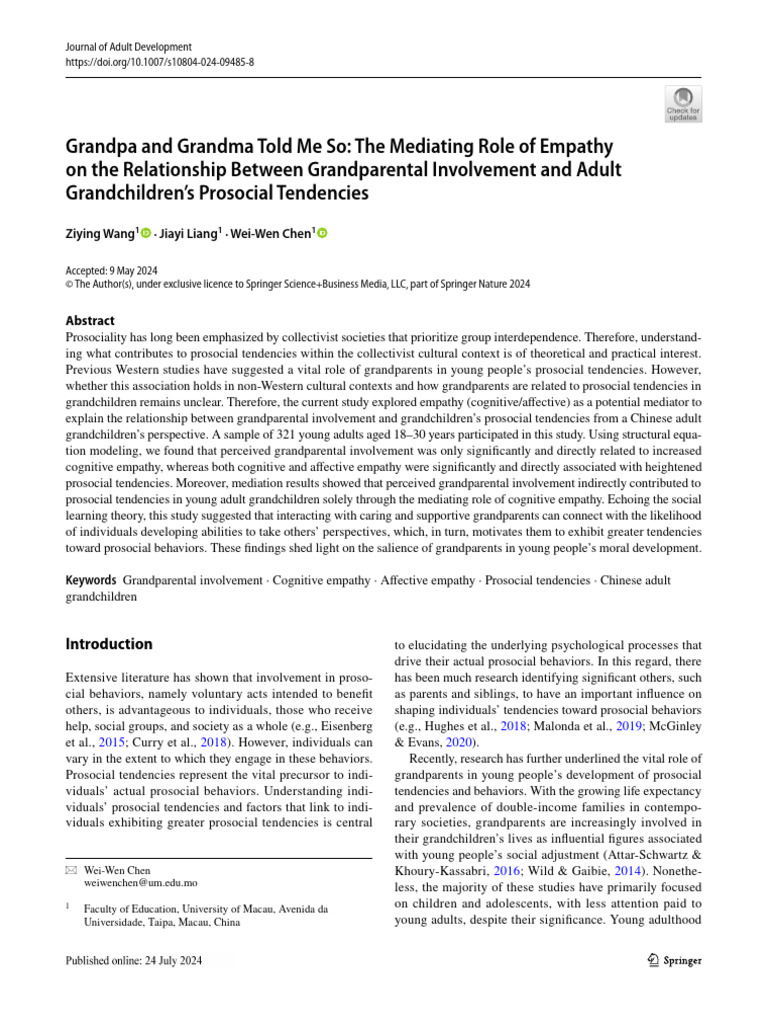Academic Paper, Grand Parents | PDF | Empathy | Structural Equation ...