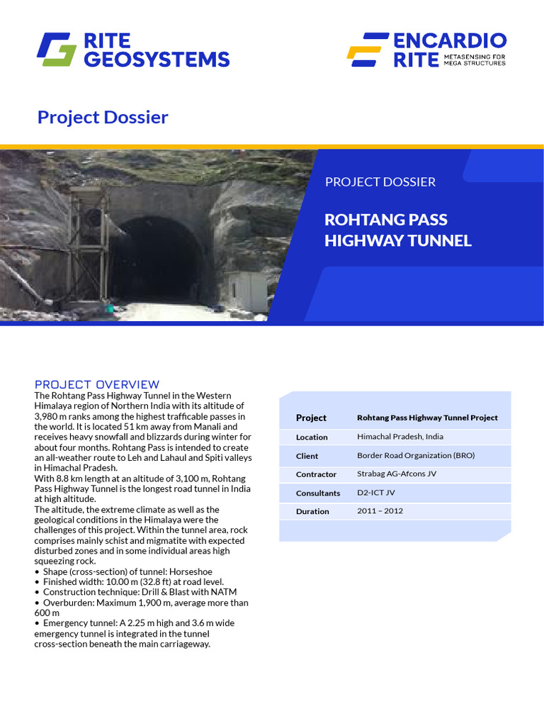 Rohtang - Pass - Tunnel - Project - Dossier-Min | PDF | Tunnel