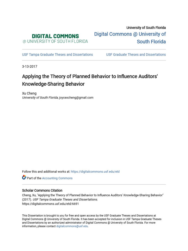 Applying The Theory of Planned Behavior To Influence Auditors' Knowledge-Sharing Behavior | PDF ...
