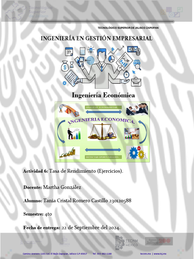 Act6 Tasa de Rendimiento (Ejercicios) | PDF | Interés | Dinero