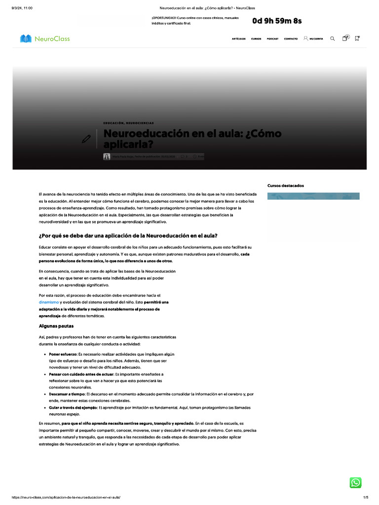 Neuroeducación En El Aula Pdf
