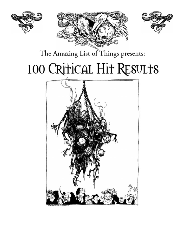 100 Critical Hit Results | PDF | Thorax | Hand