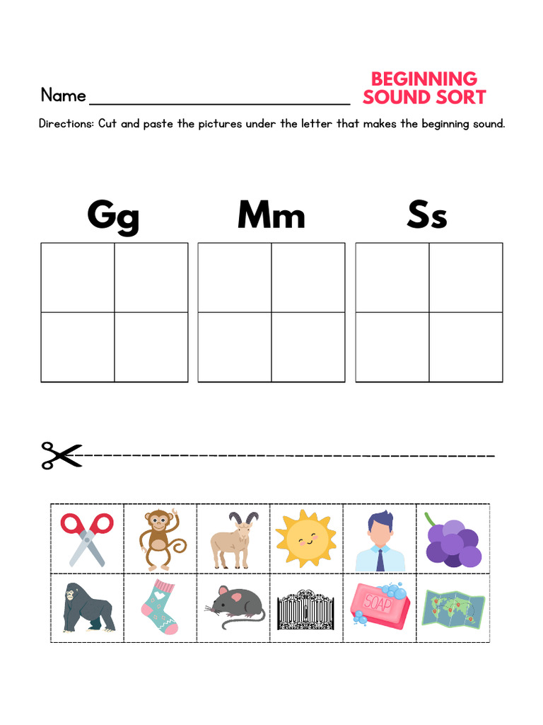 Beginning Sound Sort Worksheet | PDF