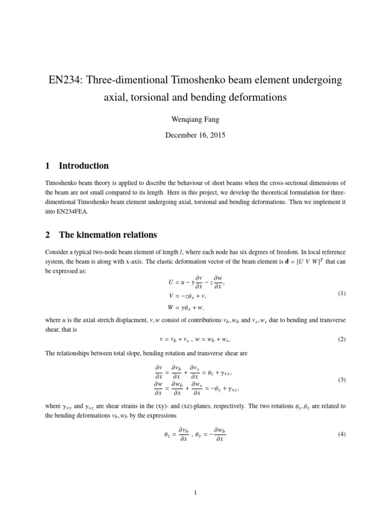 3d Timoshenko Beam | PDF | Bending | Beam (Structure)