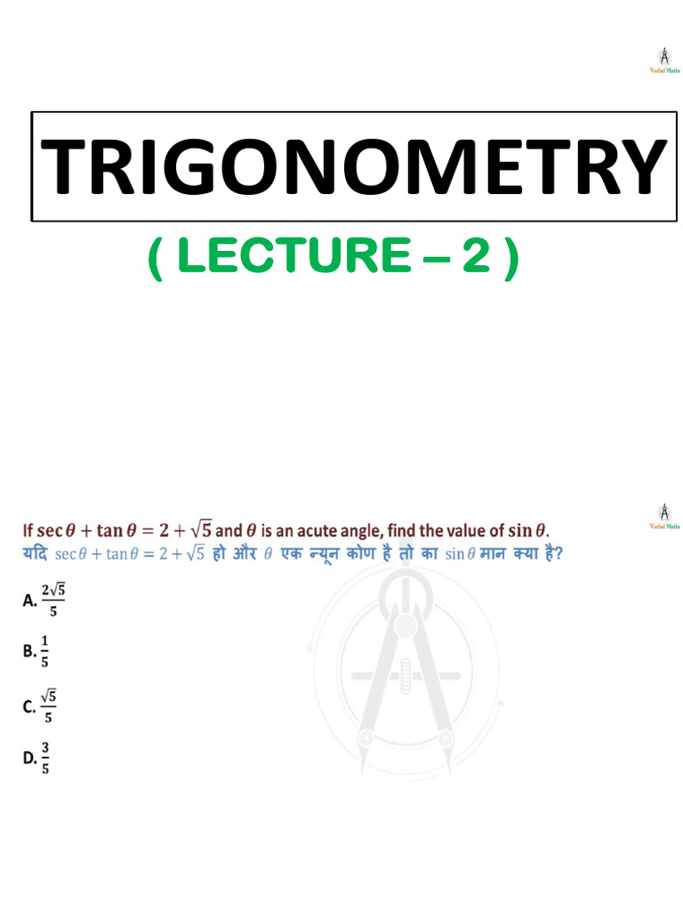 Trigonometry Class 2 Qt Pdf Trigonometric Functions Trigonometry