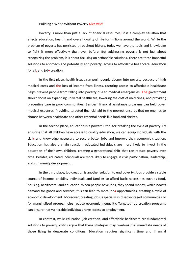 Building A World Without Poverty - Pomiro Melina | PDF | Poverty ...