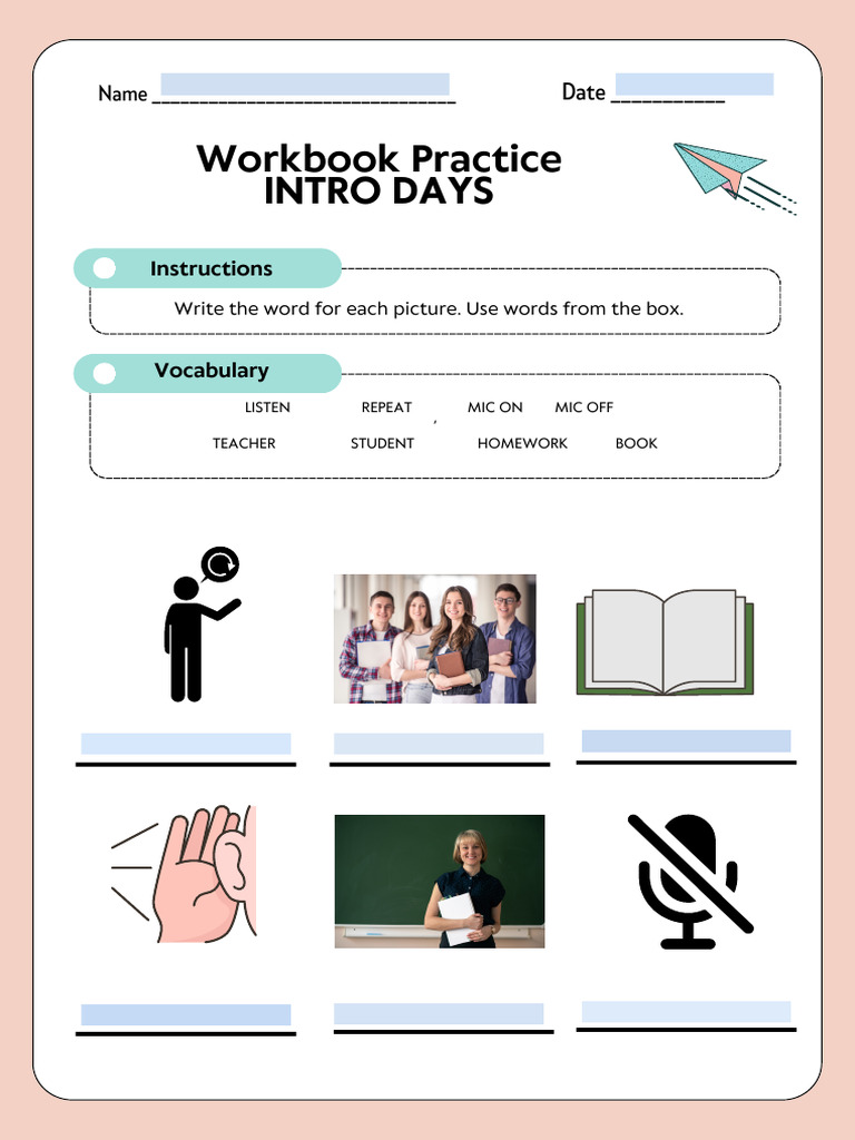Intro Days Workbook Practice | PDF
