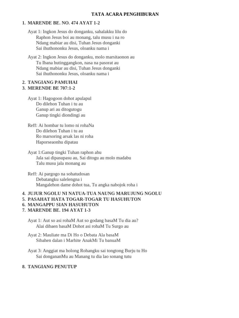 Tata Acara Penghiburan Bou Eka | PDF