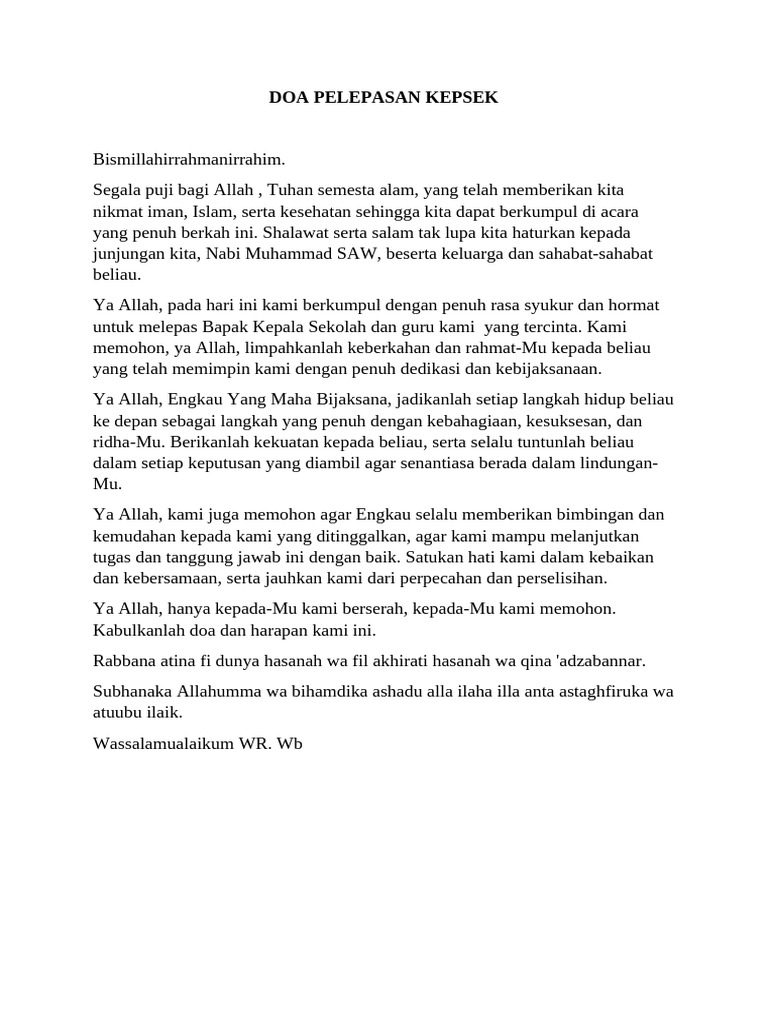 Doa Pelepasan Kepsek | PDF | Agama & Spiritualitas