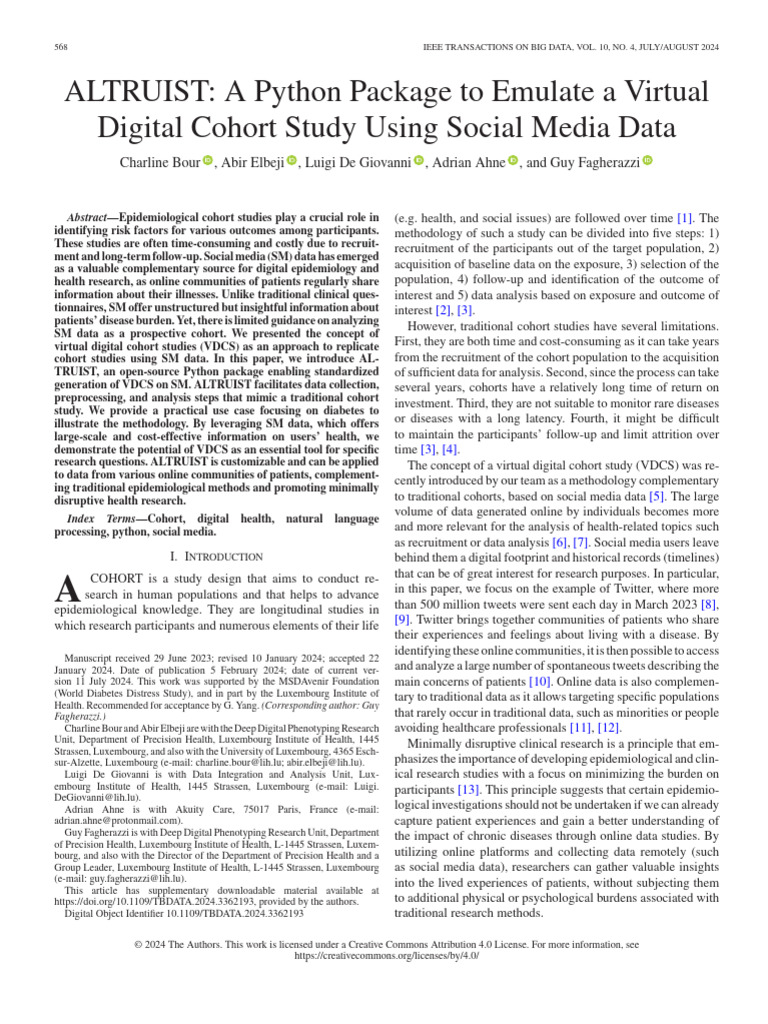 ALTRUIST A Python Package To Emulate A Virtual Digital Cohort Study Using Social Media Data ...