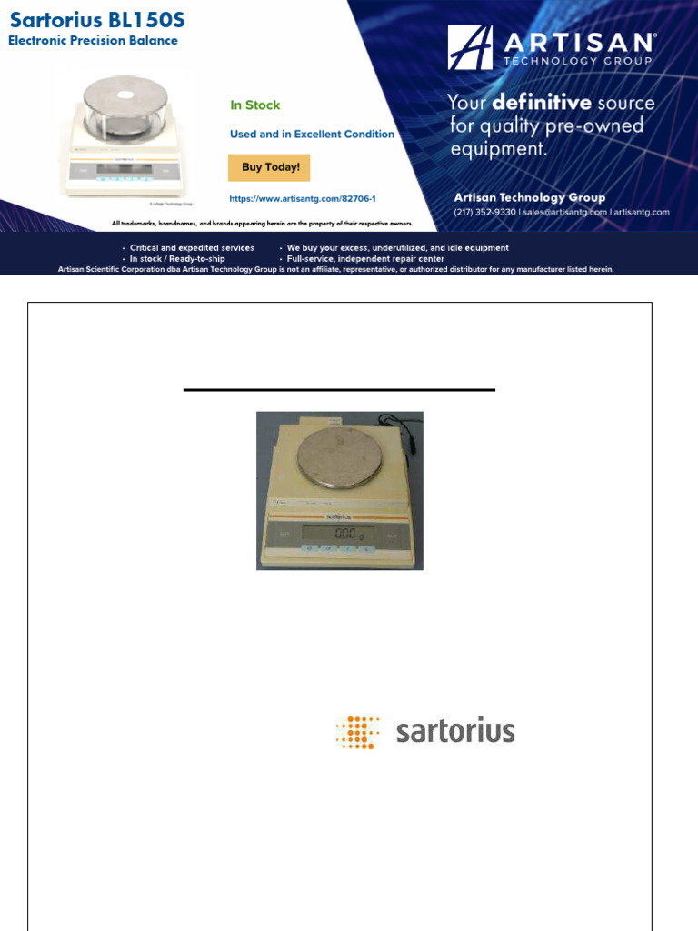 Lab 106 Sartorius - BL - GL - Manual | PDF | Weighing Scale | Weight