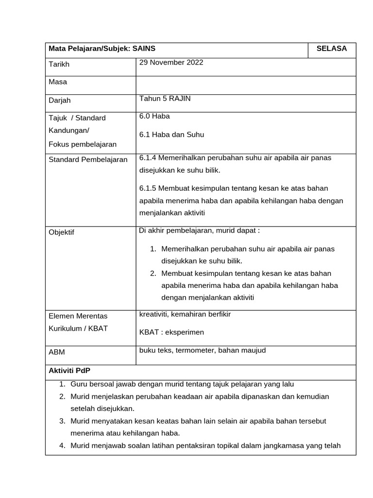 RPH 29 Nov 2022 Selasa | PDF