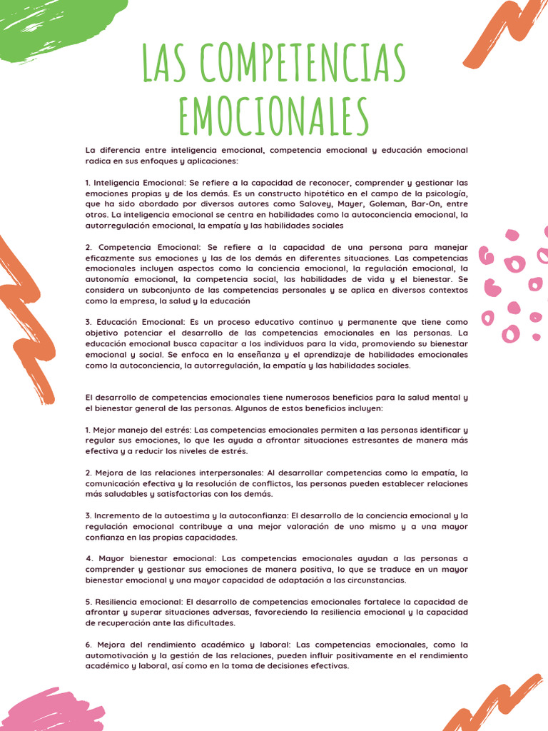 Competencias Emocionales | PDF | Las emociones | Autorregulación emocional