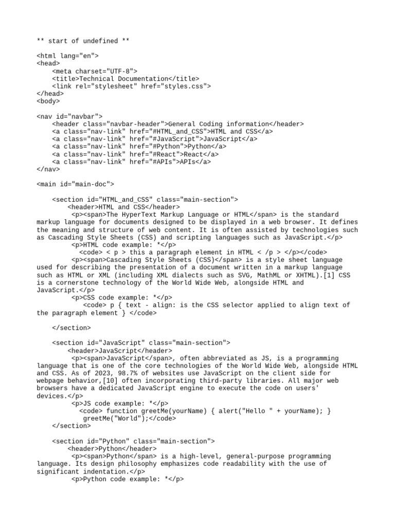 Build A Technical Documentation Page | PDF | Html | World Wide Web