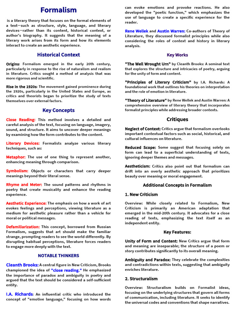 Formalism | PDF | Narrative | Liberal Arts Education