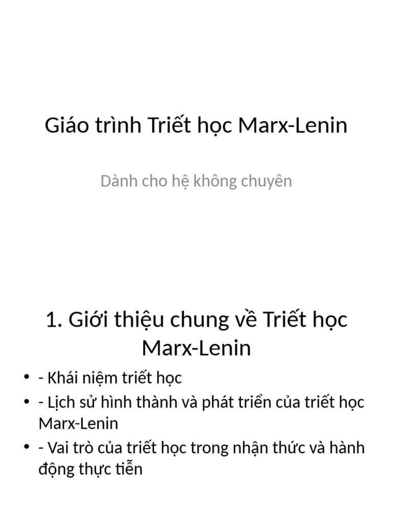 Giao Trinh Triet Hoc Marx Lenin | PDF