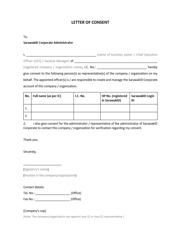Letter of Consent (Sample) | PDF