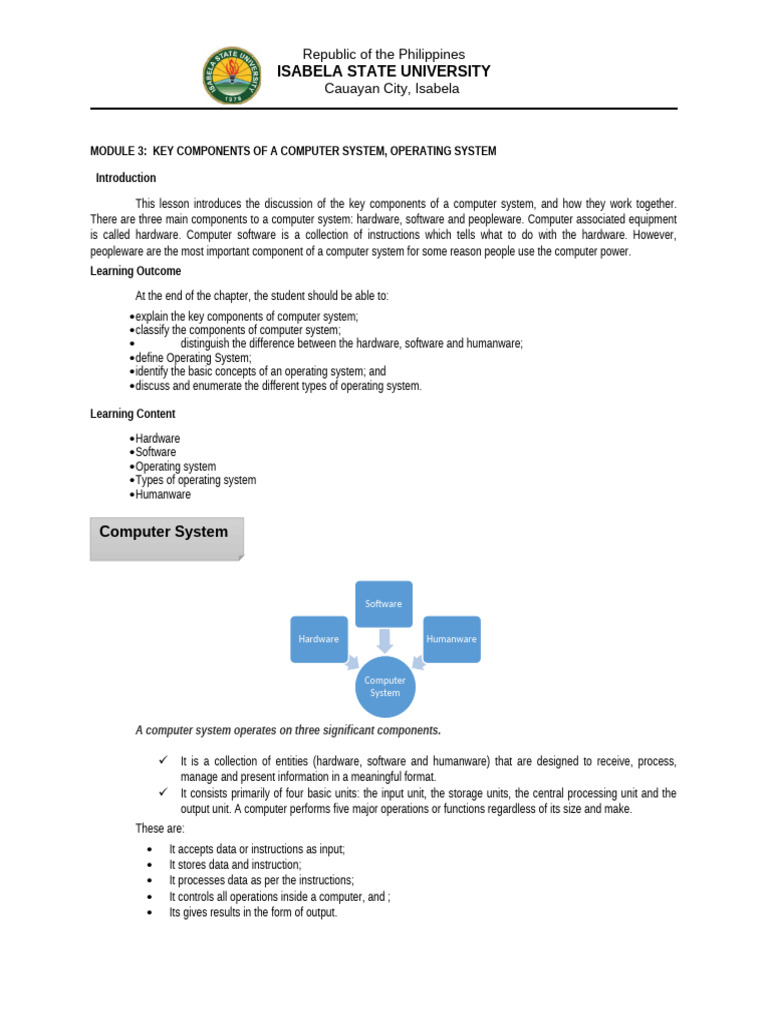 Three Main Components of Computer System | PDF | Computer Data Storage ...