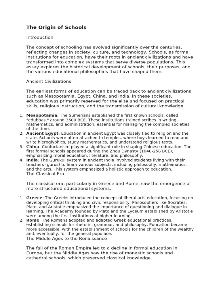 The Origin of Schools | PDF | University | Plato