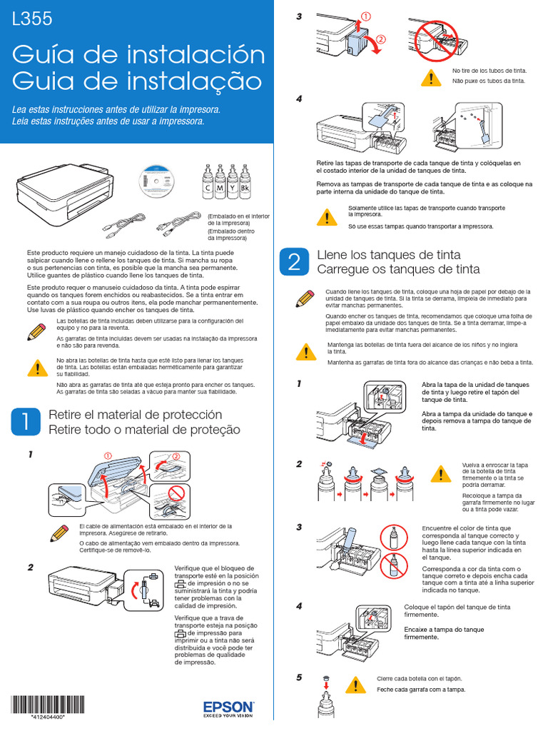 Instalación de la impresora Epson L355 | PDF | Impresora (Computación ...