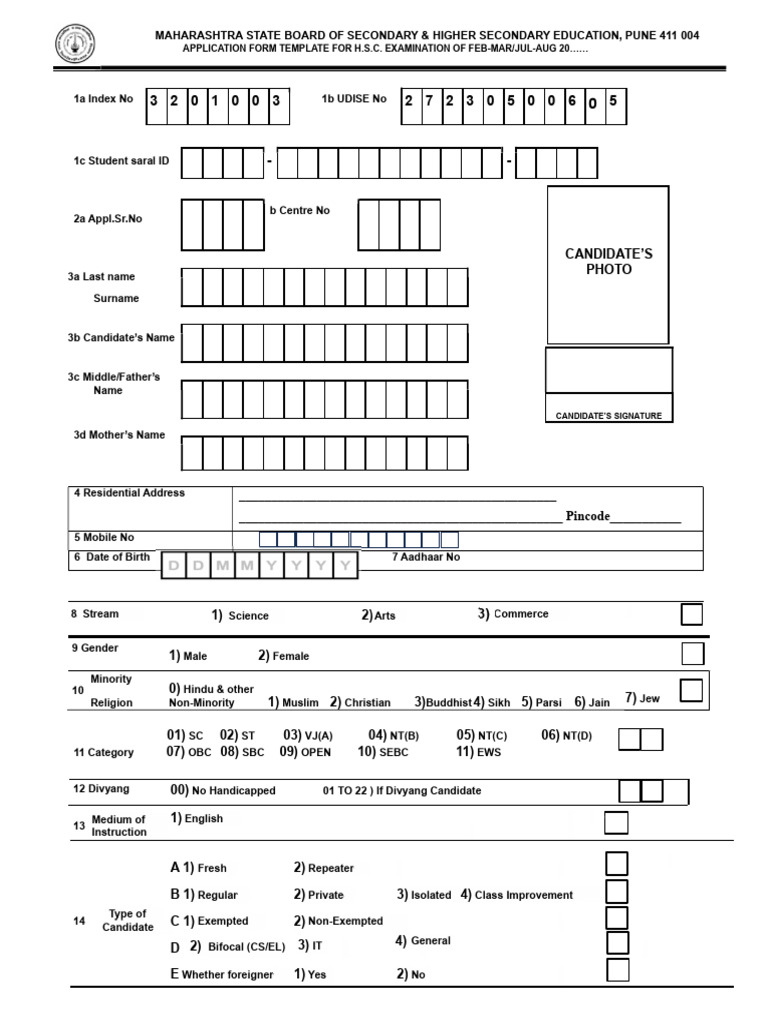 HSC Blank Form | PDF | Educational Stages