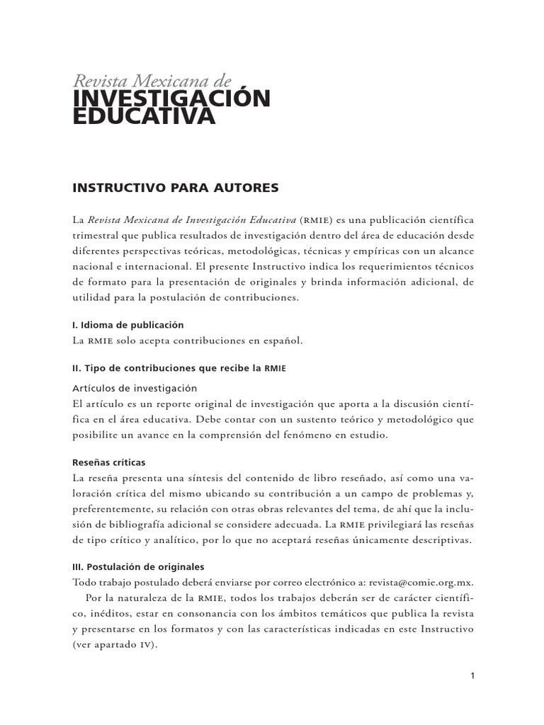 RMIE 2020 Instructivo para Autores-Final | PDF | Publicación | Bibliografía