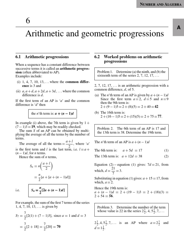Arithmetic and Geometric Progressions | PDF | Mathematical Concepts | Mathematical Analysis