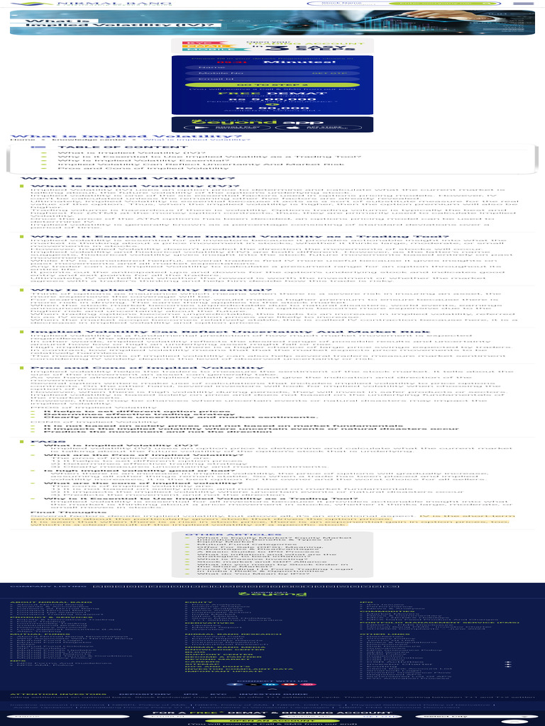 What Is Implied Volatility (IV) | PDF | Option (Finance) | Volatility (Finance)
