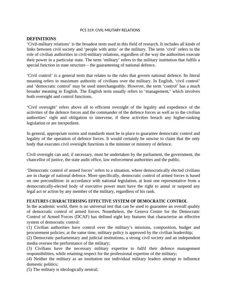 PCS 319 Theories CLASS NOTE ON CMR | PDF | Military | Leadership