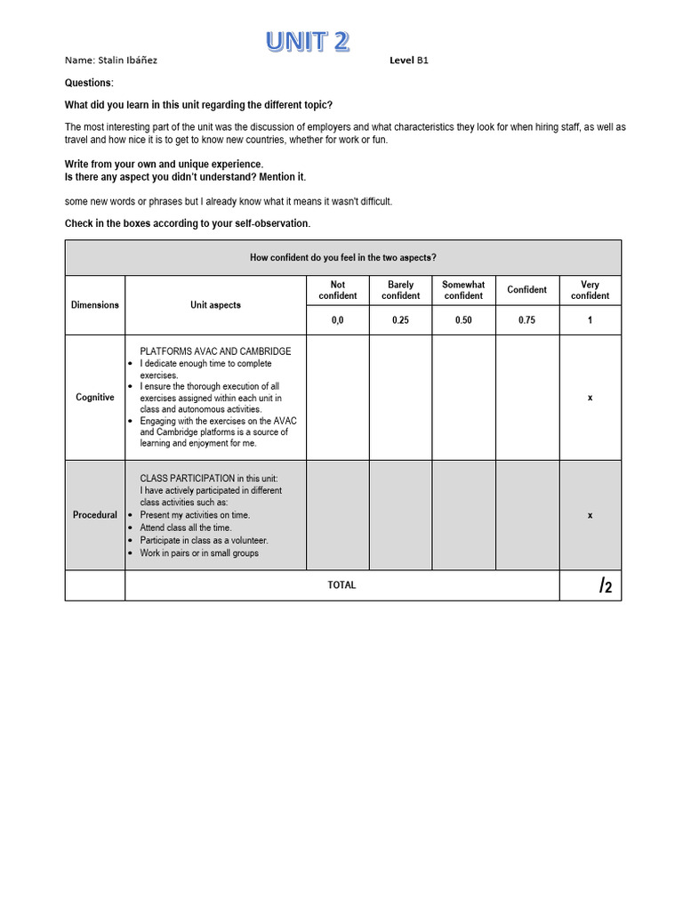 Unit 2 Co-Evaluation | PDF