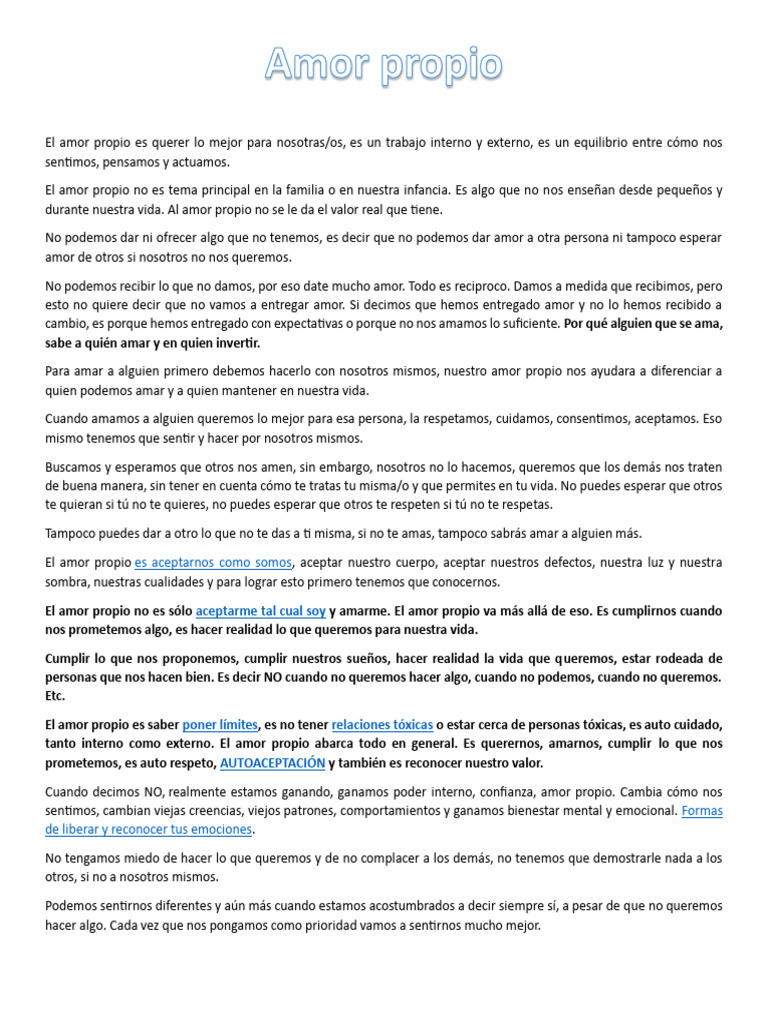 Amor Propio y Autoaceptación Esencial | PDF | Amor | Autoestima