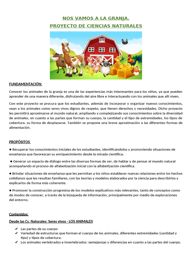 Proyecto La Granja Primer Ciclo B | PDF | Enseñando | Comunicación humana