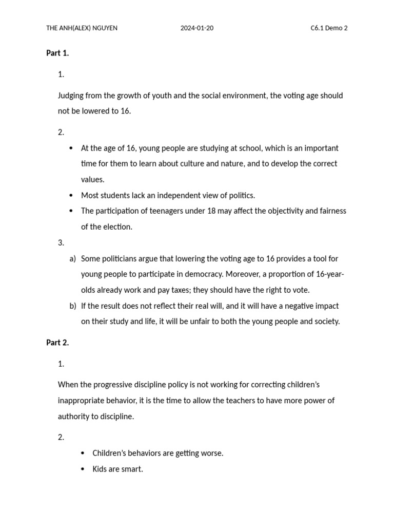 Arguments Against Lowering Voting Age | PDF | Self-Improvement | Wellness