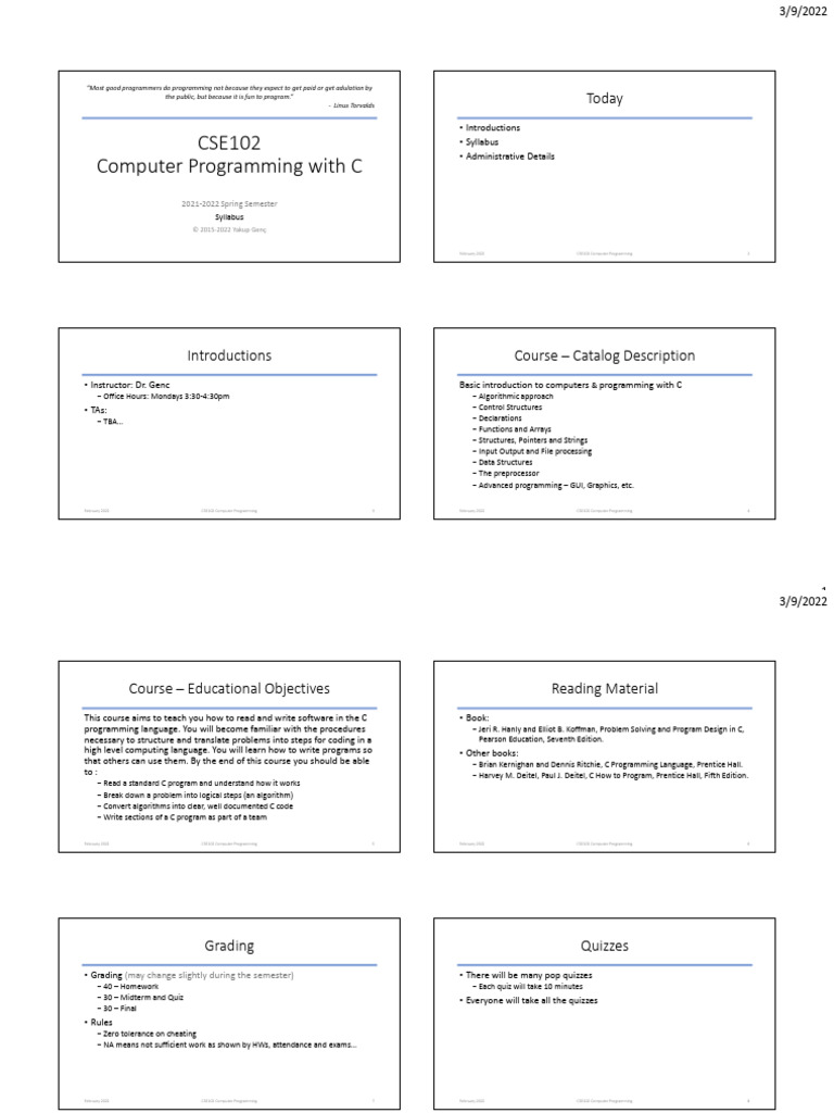 Lecture 00 Syllabus Pdf Computer Programming C Programming 7653