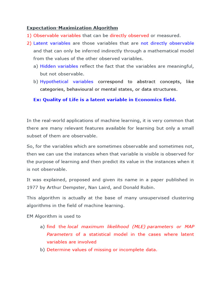 UNIT 4 - EM alg | PDF | Computational Neuroscience | Algorithms