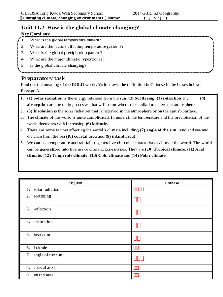 1415 - S3 - Changing - Climate - Changing - Environments - Notes - Unit ...