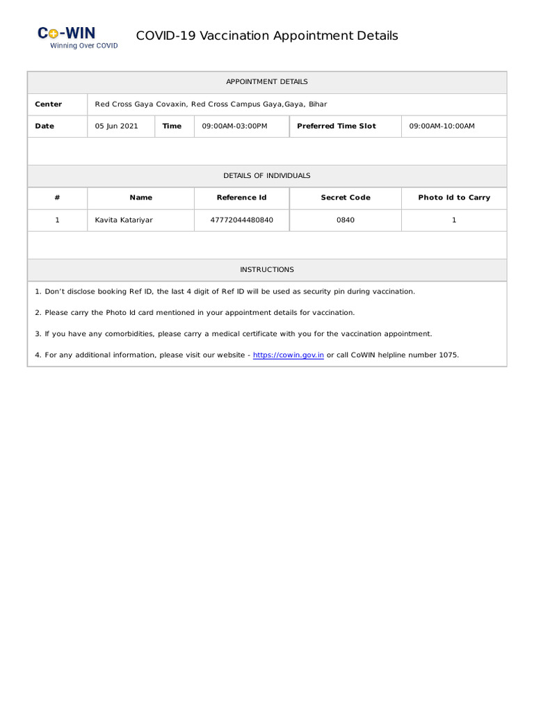 Appointment Slip | PDF