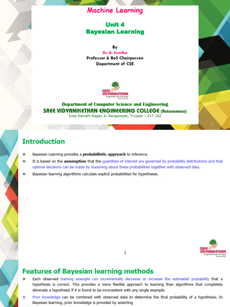 UNIT 4 - Bayesian Learning | PDF | Bayesian Network | Bayesian Inference