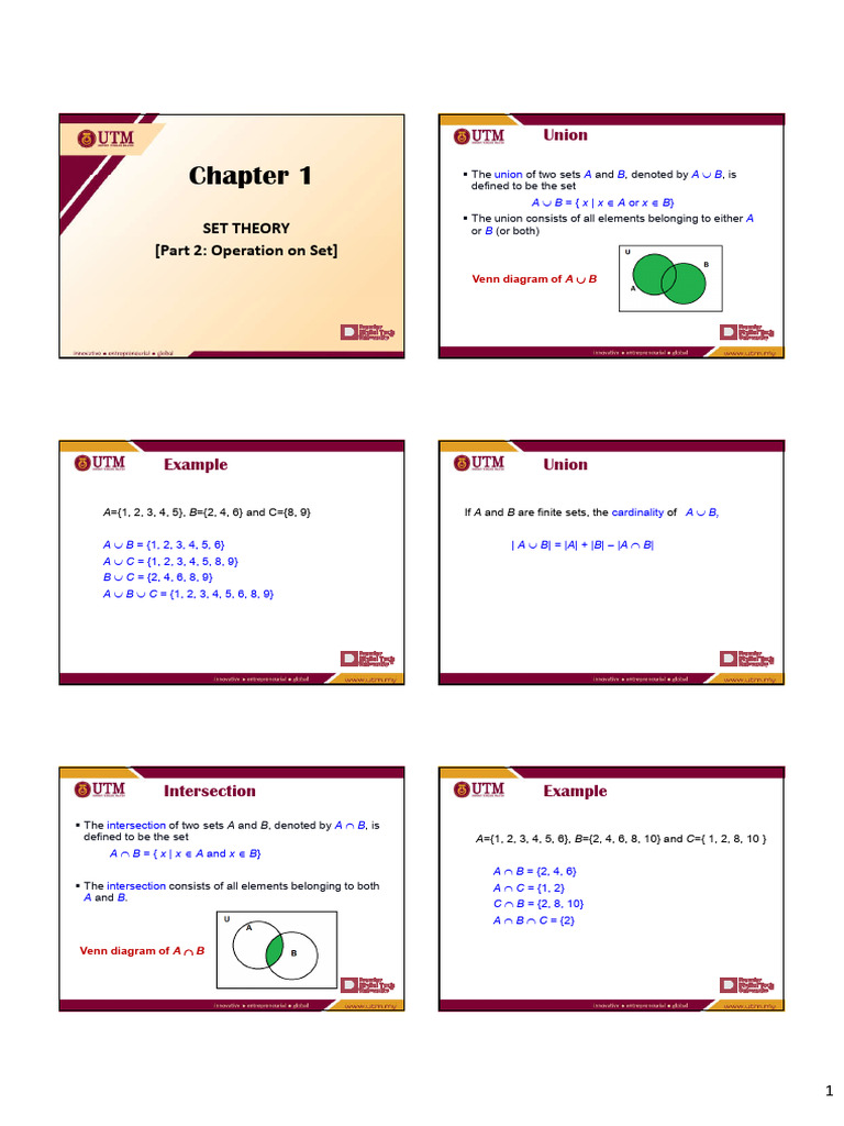 Chapter 1 Part 2 Set Theory | PDF | Set (Mathematics) | Algebra