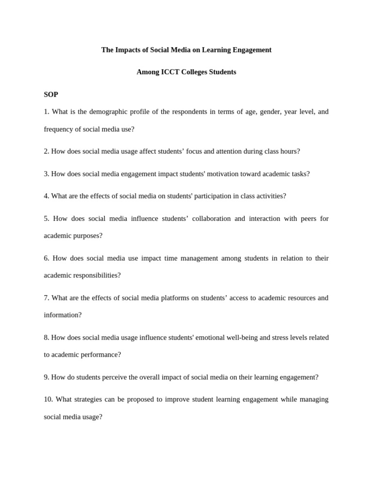Survey Question Sample | PDF | Social Media | Popular Culture & Media ...