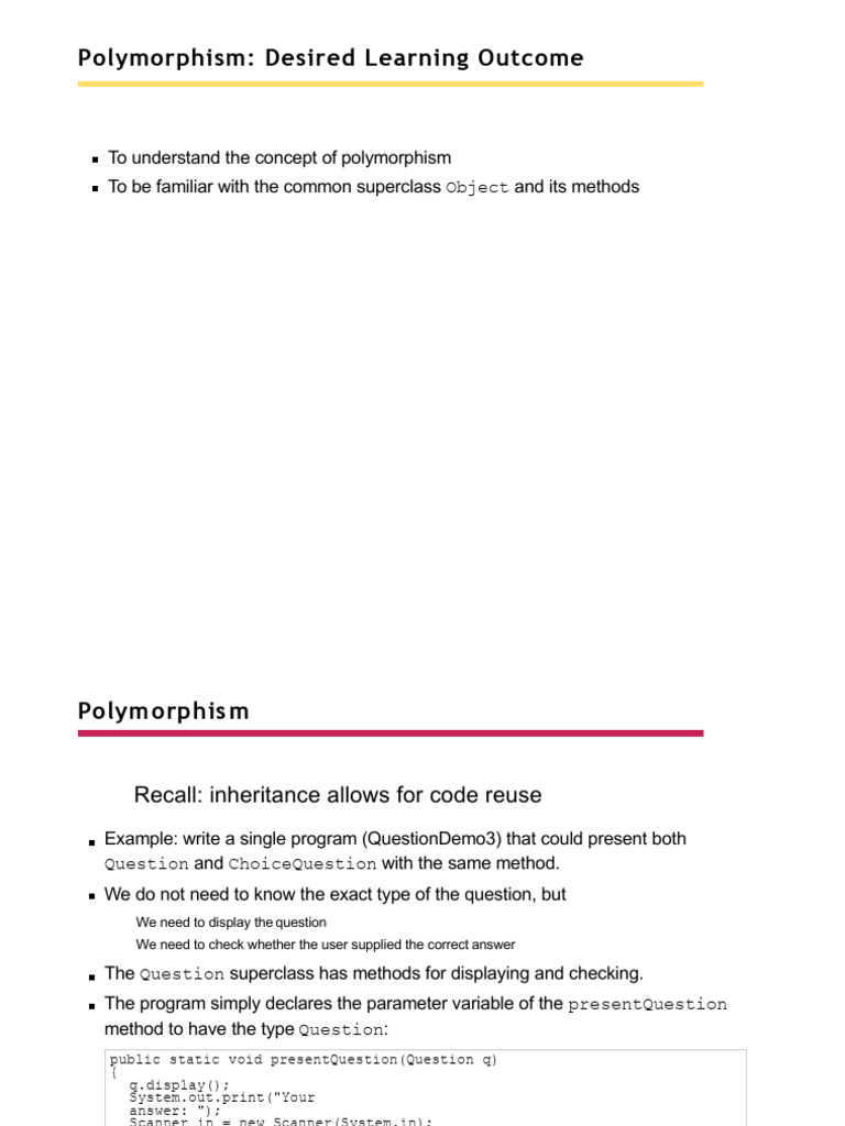 Polymorphism Pdf Method Computer Programming Inheritance Object Oriented Programming 4466