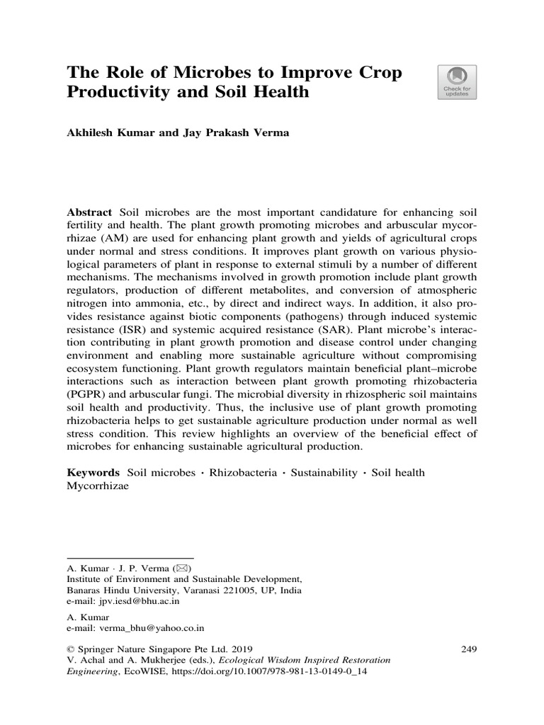 Lec 6 Role of Microbes in Soil Fertility and Crop Production | PDF ...
