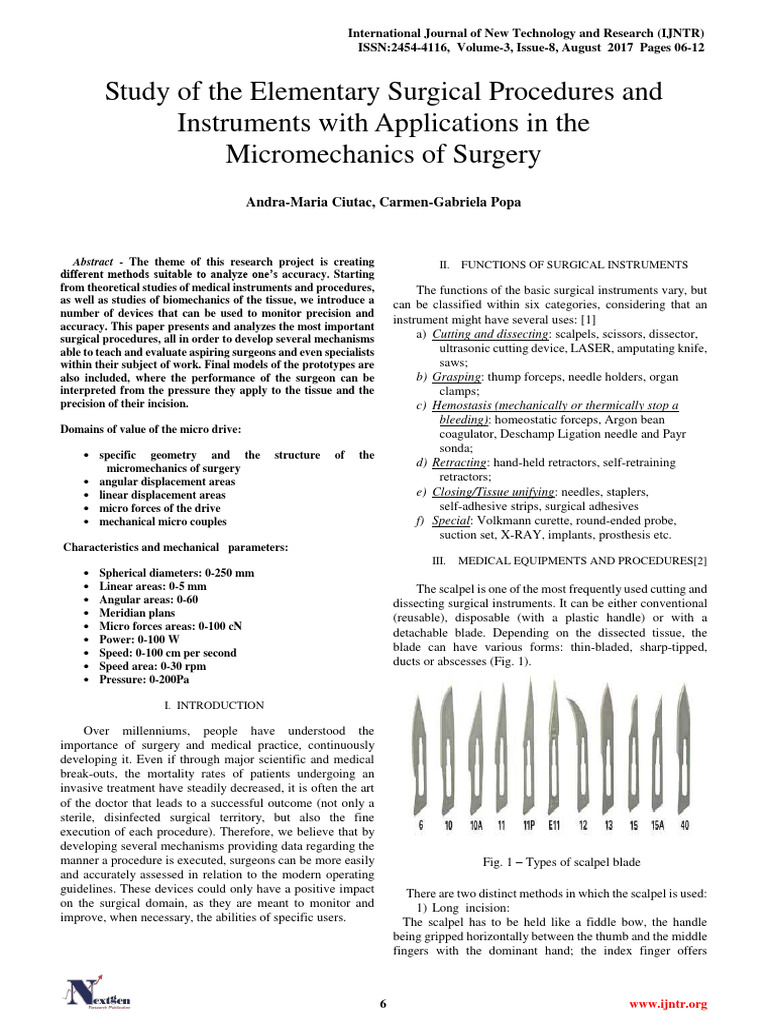 Study of The Elementary Surgical Procedu Eda016b1 | PDF | Surgical ...