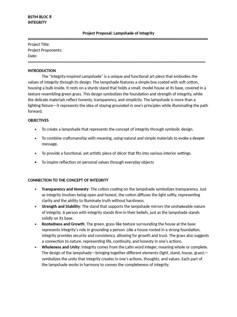 Project Proposal, Integrity Bloc 8 | PDF | Integrity