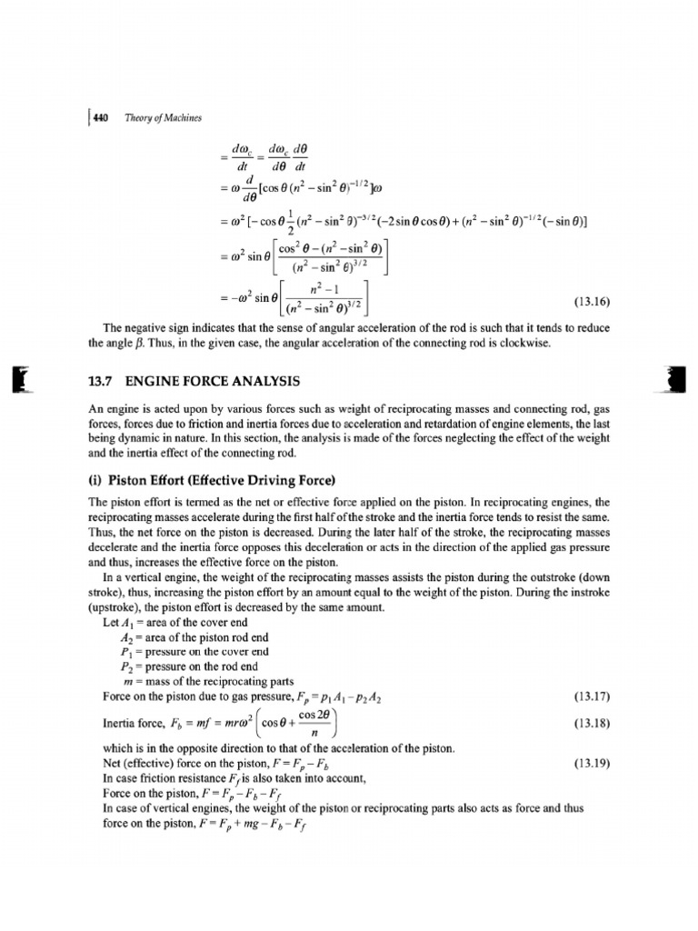 Engine Force Analysis and Dynamically Equivalent System (Theory of ...